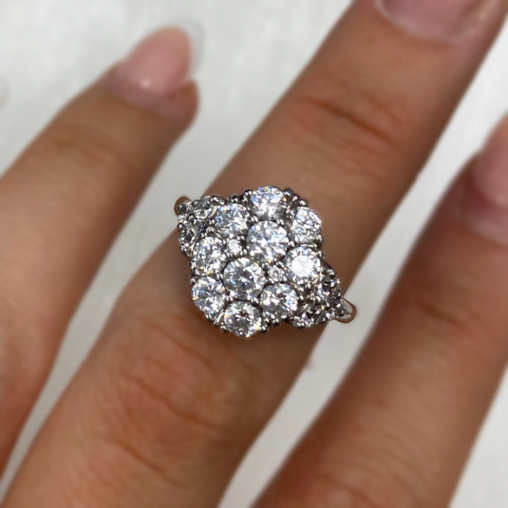 Jabel Oval Diamond Cluster Ring .93CTW – Bella's Fine Jewelers