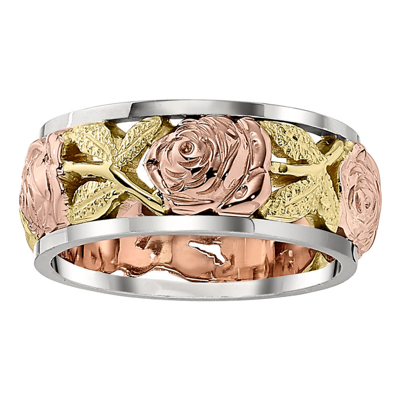 Tri-Color Gold Rose Wedding Band – Bella's Fine Jewelers
